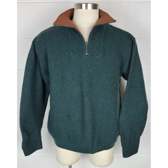 Orvis | Sweaters | Orvis Mens Green Flecked Wool 4 Zip Sweater W ...